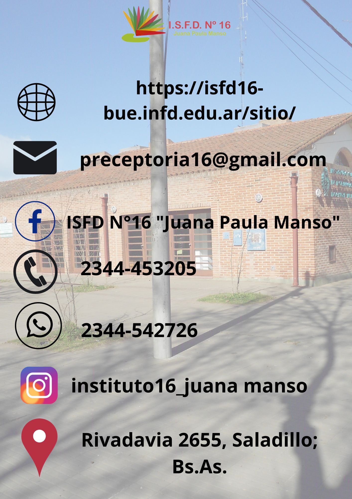 INSTITUTO SUPERIOR DE FORMACIÓN DOCENTE N°16